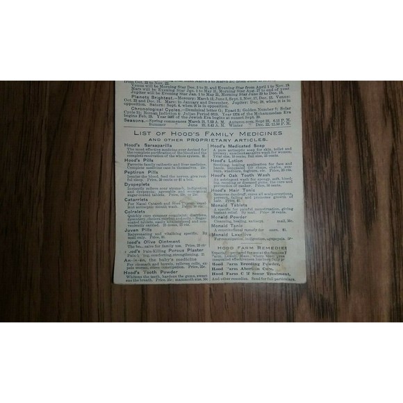 Other | Victorian 196 Hoods Sarsaparilla Advertising Calendar As Shown ...